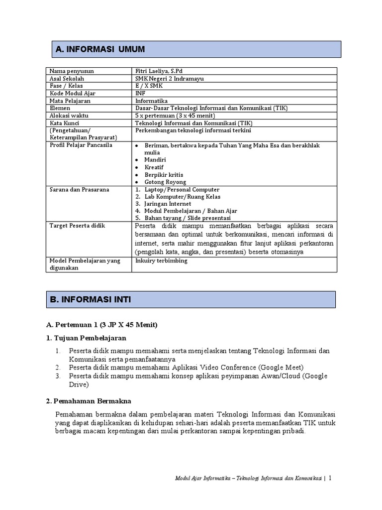 4 Modul Ajar Informatika - Tik | PDF