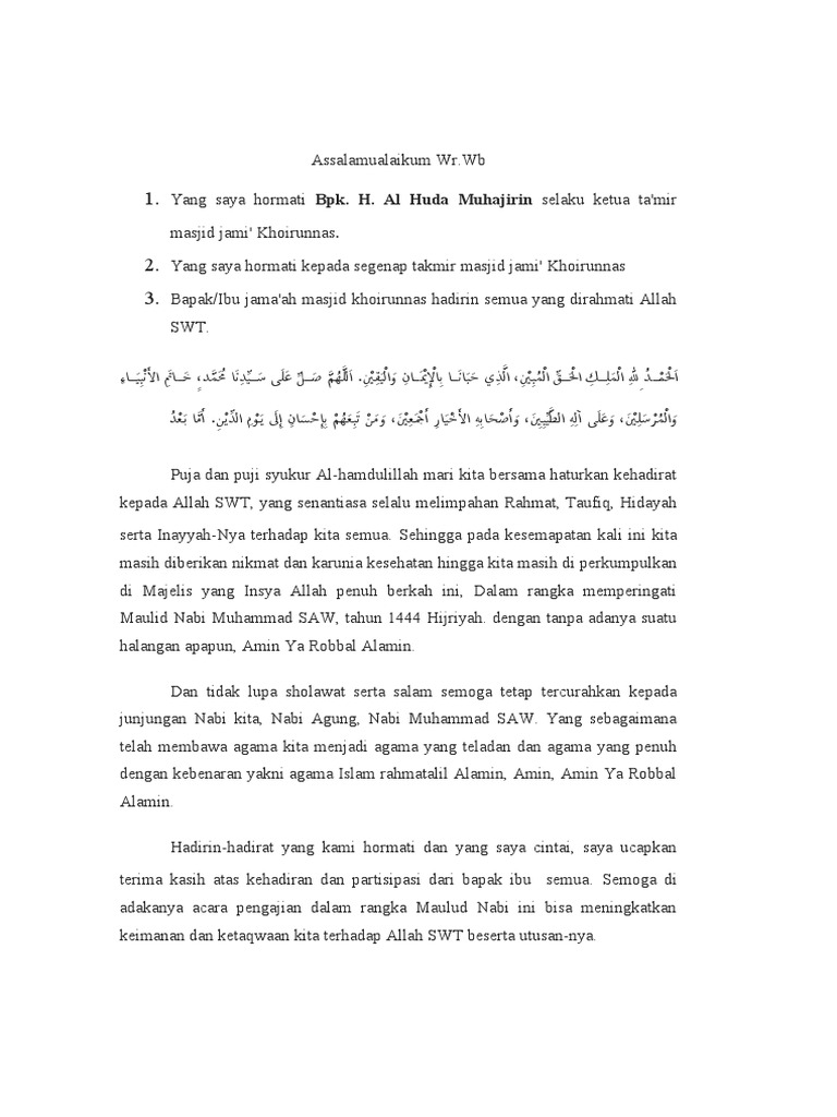 Teks MC Maulid Nabi | PDF