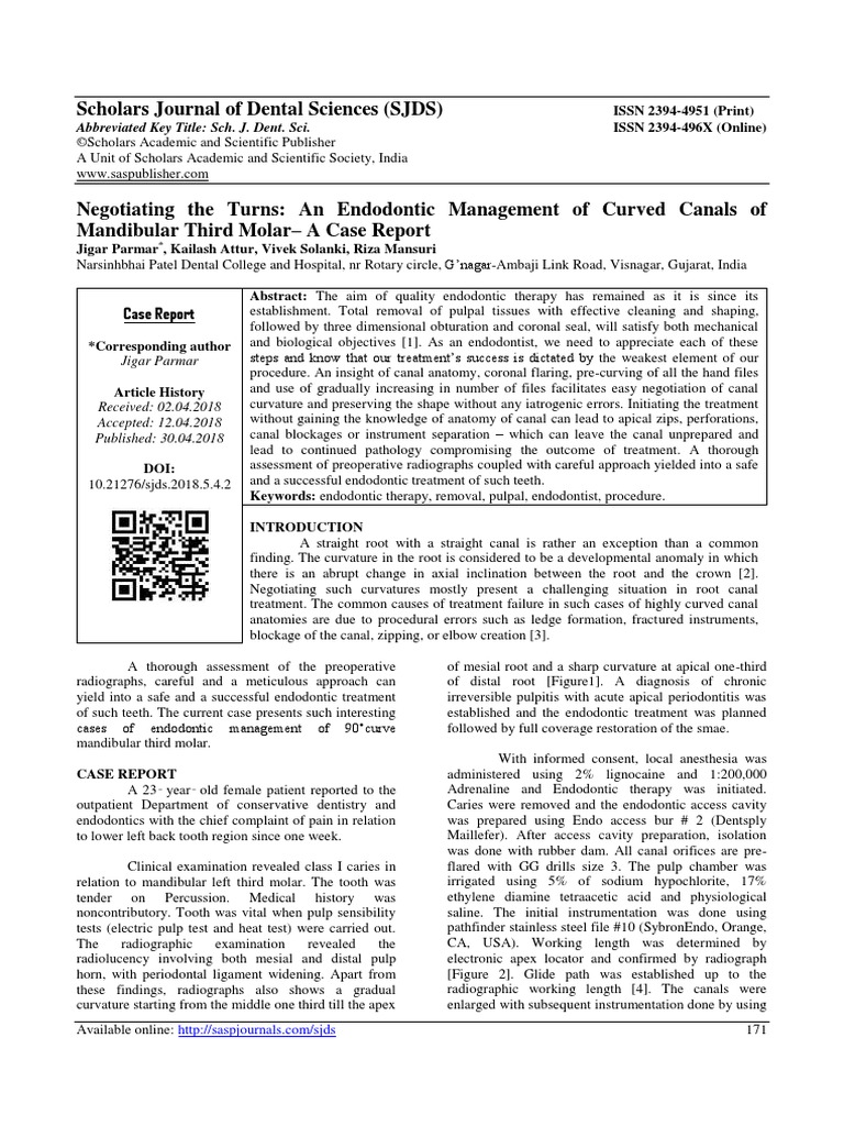 Endodontic Managment of Curved Canal | PDF | Dentistry Branches ...