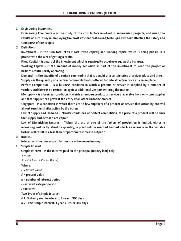 Engineering Economics Overview and Concepts | PDF | Bookkeeping ...