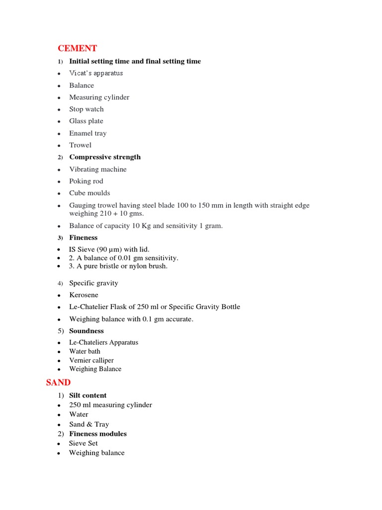 Cement: Initial Setting Time and Final Setting Time | PDF | Materials ...
