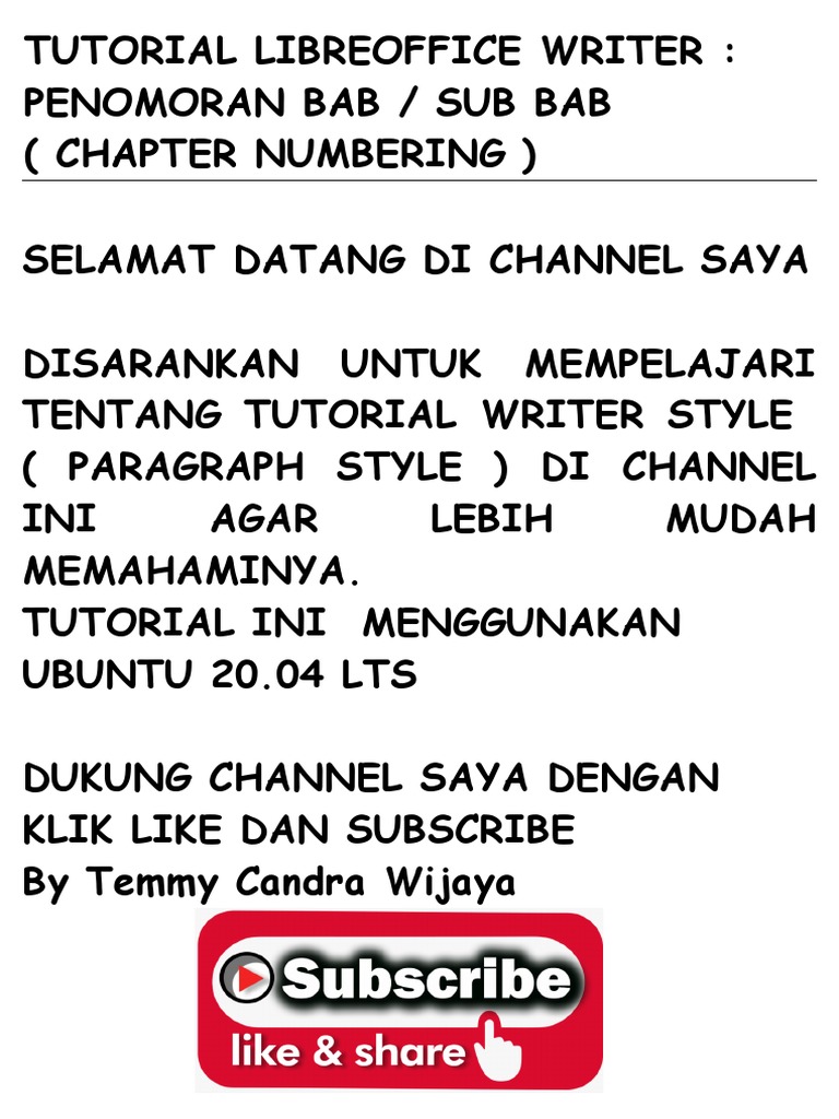Tutorial Libre Office Writer Mengenai Penomoran Bab | PDF | Komputer