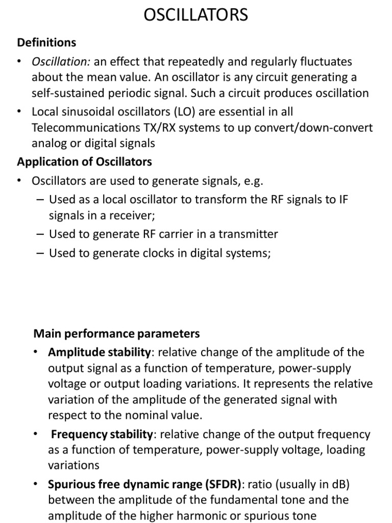 Lesson 2 Oscillators-1 | PDF | Electronic Oscillator | Amplifier