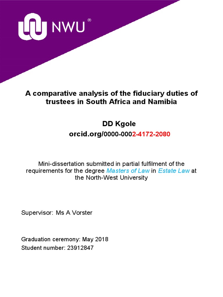 A Comparative Analysis of The Fiduciary Duties of Trustees in South ... A Comparative Analysis of The Fiduciary Duties of Trustees in South ...