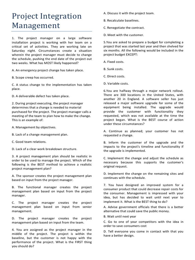 Project Integration Management | PDF | Project Management | Net Present Value