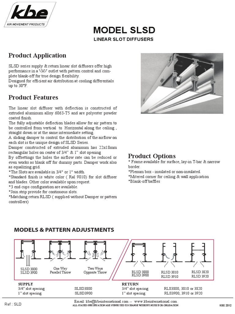 LINEAR SLOT DIFFUSER - SLSD - Submittal1 | PDF | Mechanical Engineering | Building Engineering