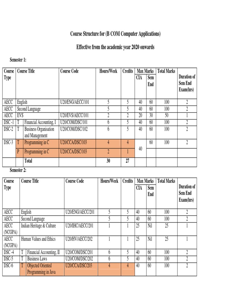 CBCS Course Structure CAP 2020 | PDF | Accounting | Computing