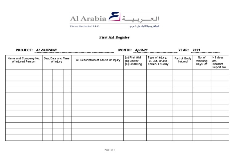 First aid register | PDF