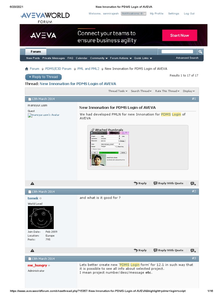 New Innonation For PDMS Login of AVEVA | PDF | User (Computing) | Internet Forum