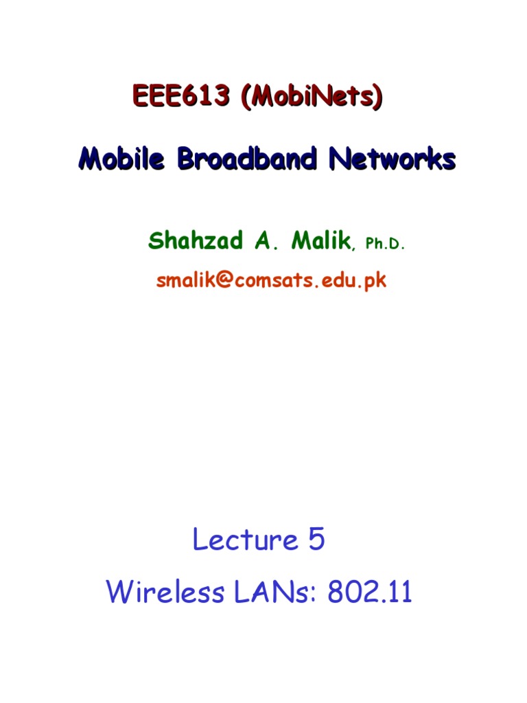 MBN Lec5 Part1-Wlan | PDF | Wireless Lan | Computer Network