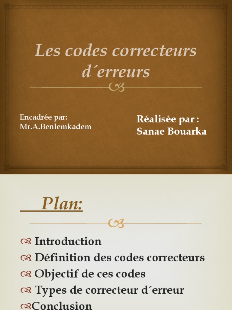 Les Codes Correcteurs D Erreurs | PDF | Détection et correction des ...