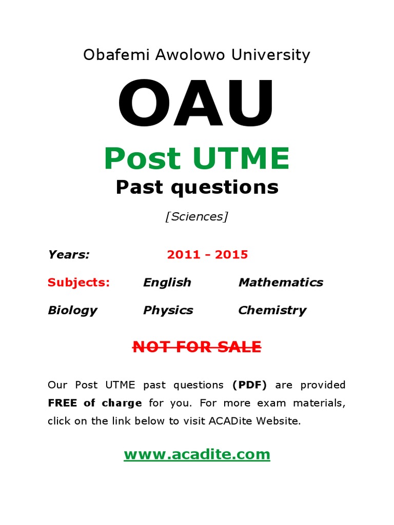 Oau Past Questions Sci 11 15 | Download Free PDF | English Language | Linguistics