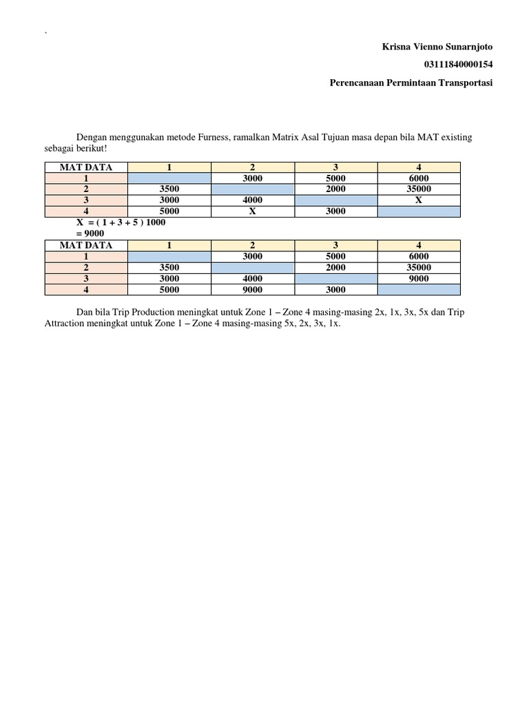 RAMALAN MATRIKS ASAL TUJUAN MASA DEPAN MENGGUNAKAN METODE FURNESS | PDF