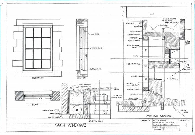 Elevation Section Plan for Glass Sash | PDF