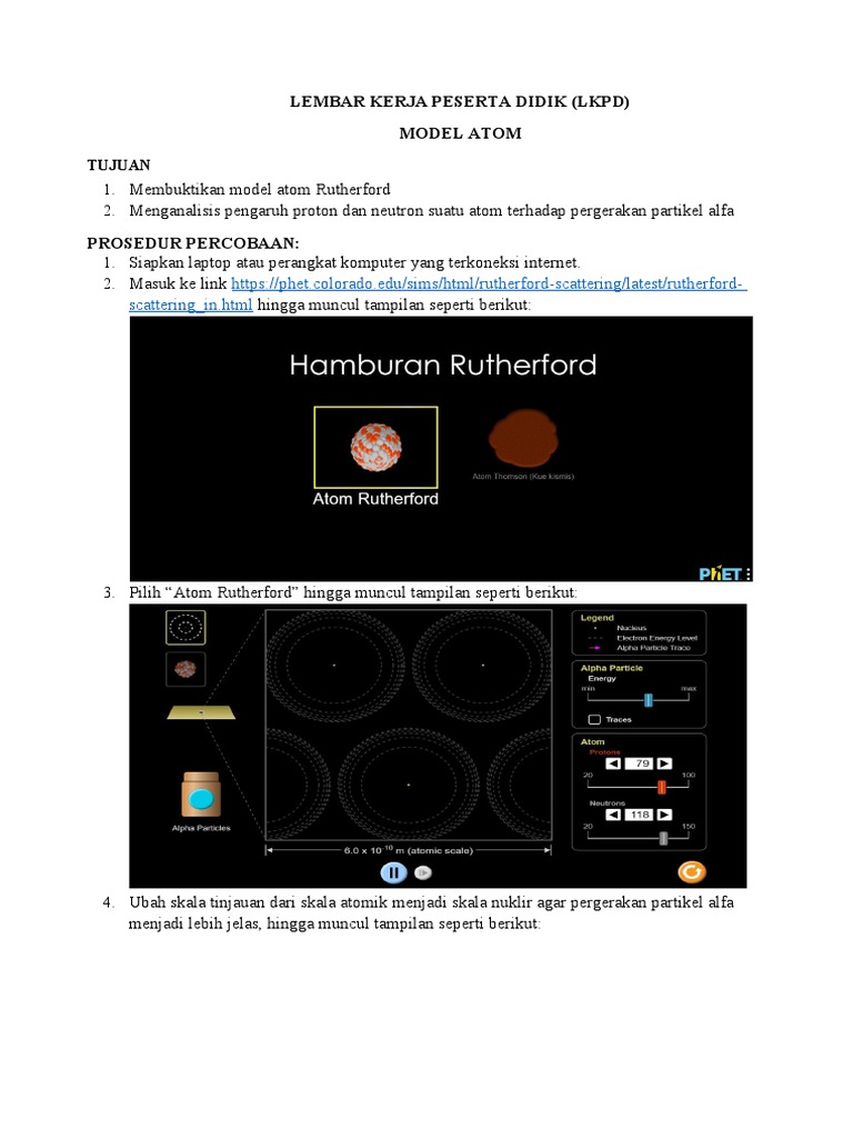 Model Atom Rutherford dalam Simulasi | PDF