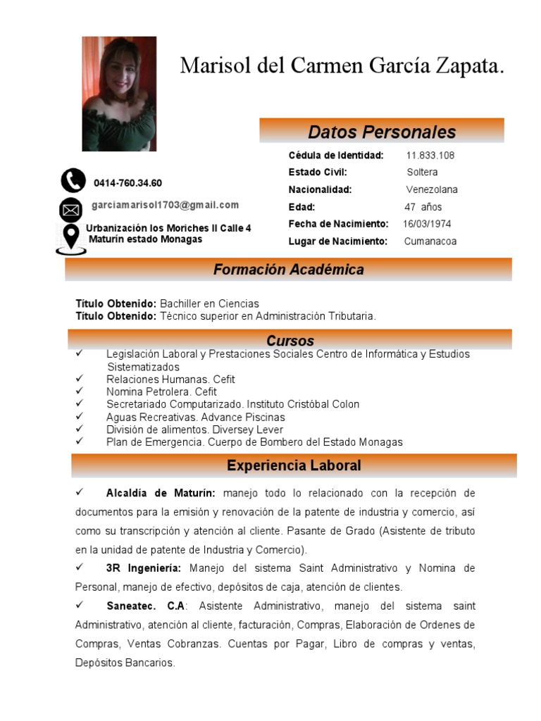 Curriculum Marisol Garcia | PDF | Business | Economias