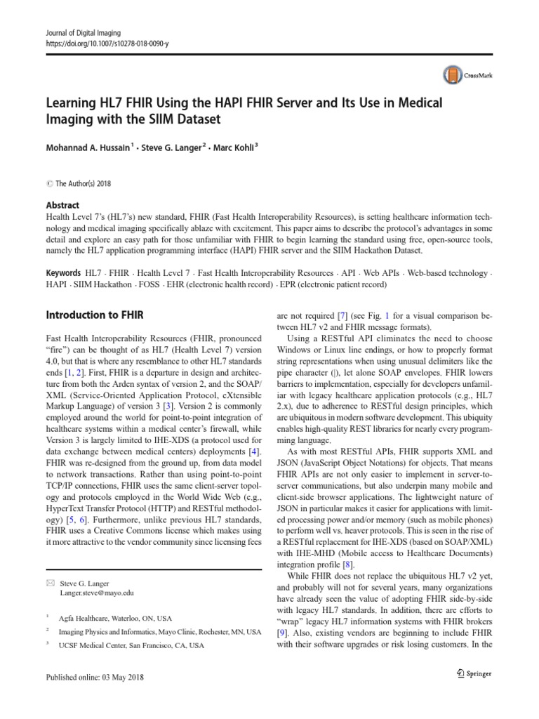Learning HL7 FHIR Using The HAPI FHIR Server and I | PDF | Representational State Transfer | Json