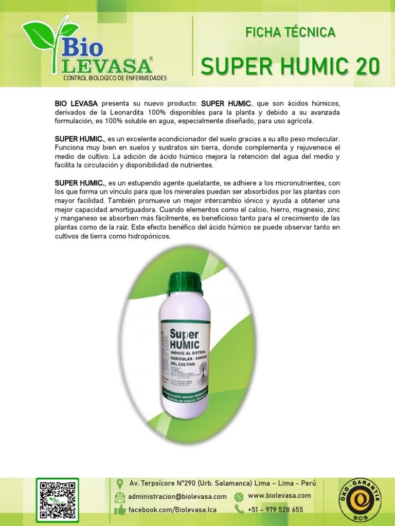 FT Super Humic 20 | Descargar gratis PDF | Química | Ciencias fisicas