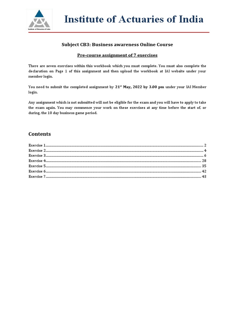 CB3-Pre-course Assignment-June 2022 | PDF | Banks | Investing
