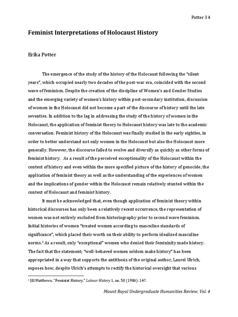 Feminist Interpretations of Holocaust History: Erika Potter | PDF ...