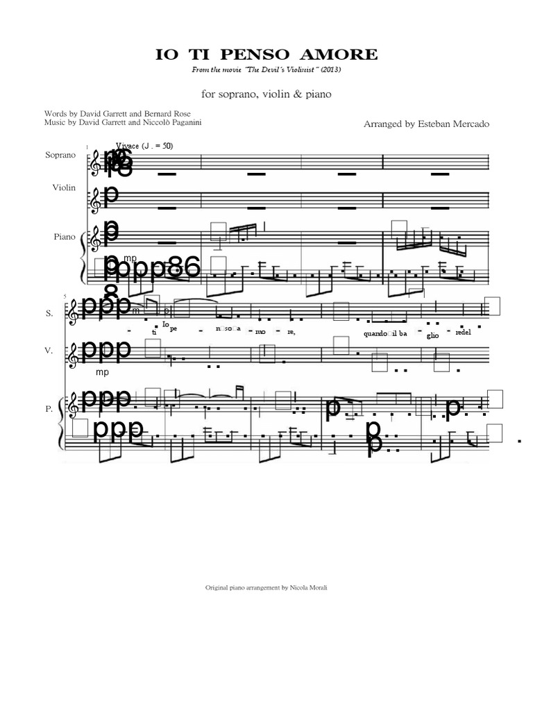 David Garrett Io Ti Penso Amore Soprano Violin Piano 1 | PDF | Violin