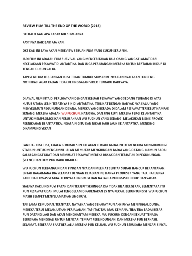 Review Film Till The End of The World | PDF | Seni