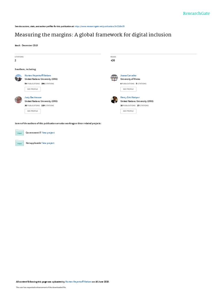 Measuring The Margins: A Global Framework For Digital Inclusion | PDF | Social Exclusion ...