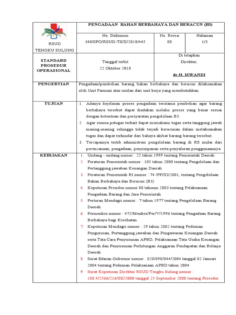 Spo b3 - Pengadaan b3 | PDF