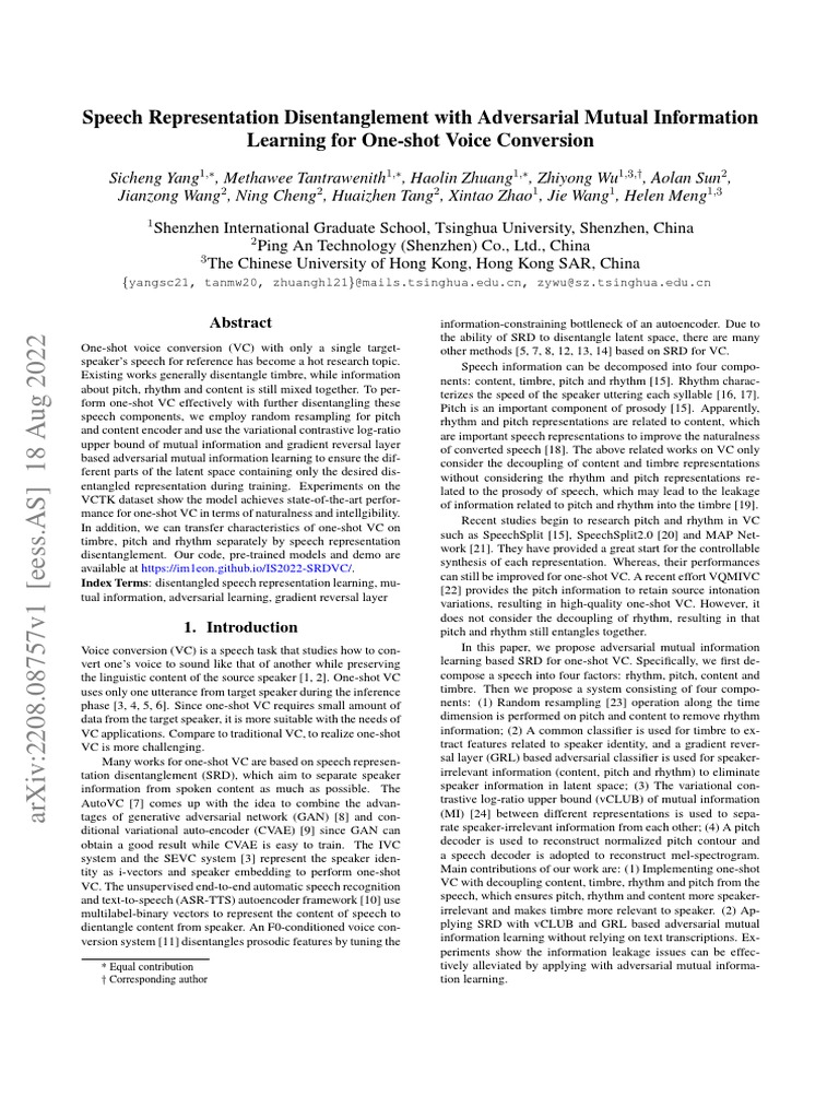 One-shot Voice Conversion with Adversarial Mutual Information Learning for Disentangling Speech ...