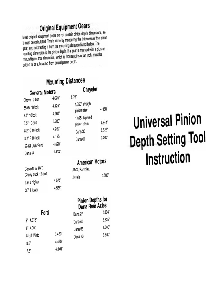 Universal Pinion Depth Setting Tool | PDF