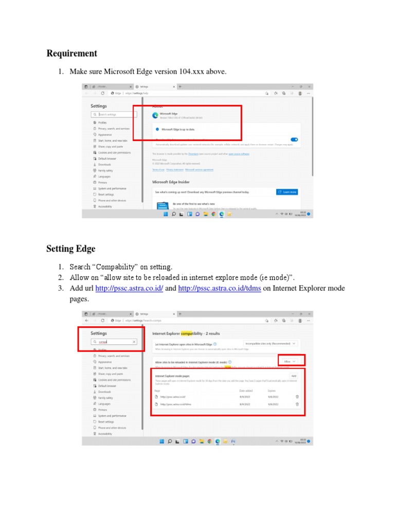 Requirement: 1. Make Sure Microsoft Edge Version 104.xxx Above | PDF ...
