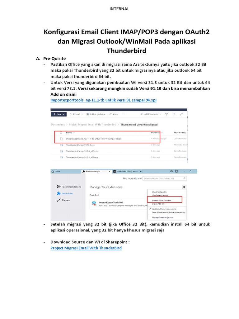 Migrasi Mail Outlook To Thunderbird & Configuring Mail Thunderbird V2 | PDF