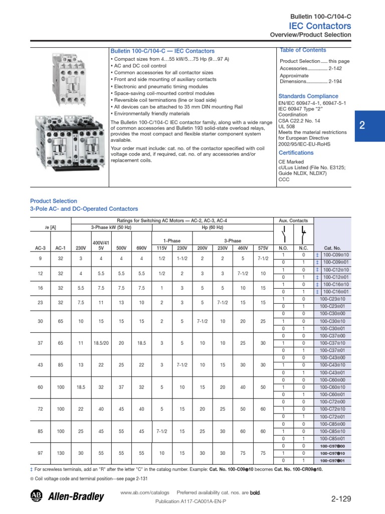 Bulletin 100-C/104-C - IEC Contactors | PDF | Mains Electricity | Power ...