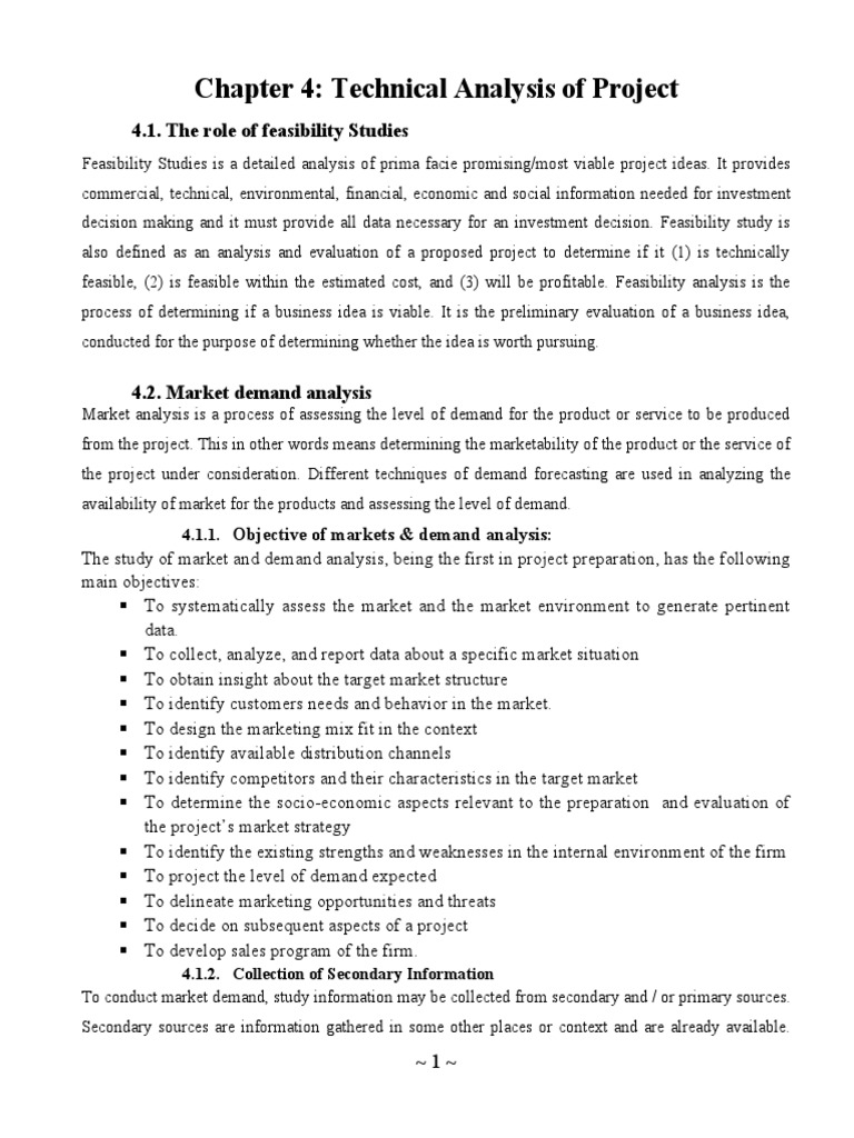 Chapter 4: Technical Analysis of Project: 4.1. The Role of Feasibility Studies | PDF ...