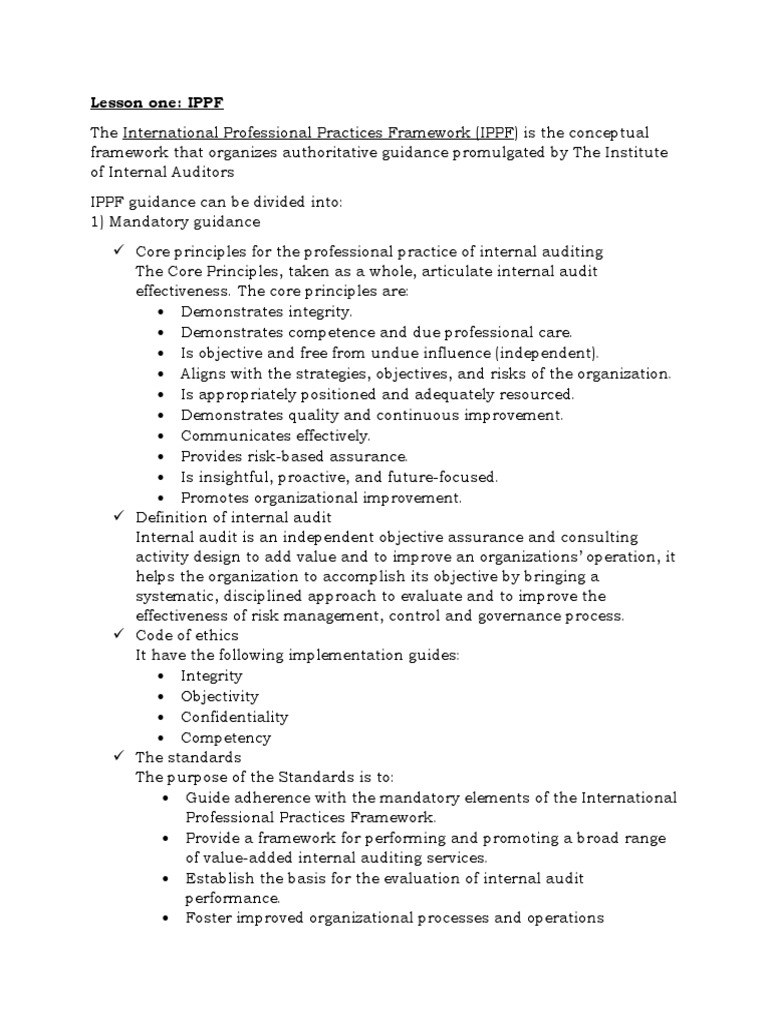 IPPF Guidance Can Be Divided Into | PDF | Internal Audit | Audit