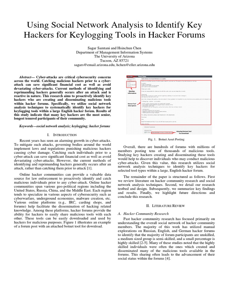 Using Social Network Analysis To Identify Key Hackers For Keylogging ...