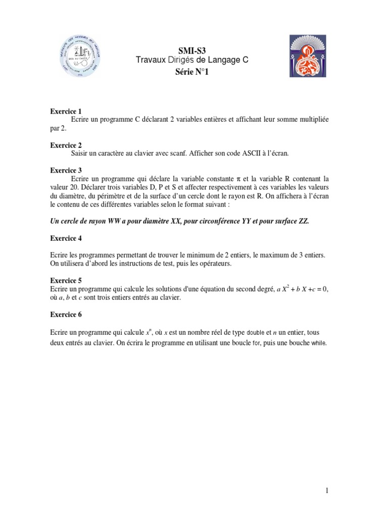 TD1 - SMI Algo 1 | PDF | Informatique | Génie logiciel