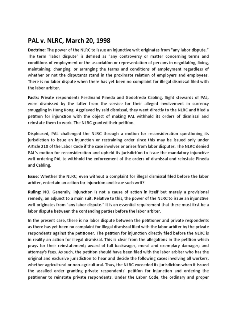 NLRC Injunction Jurisdiction Limits | PDF | Injunction | Complaint