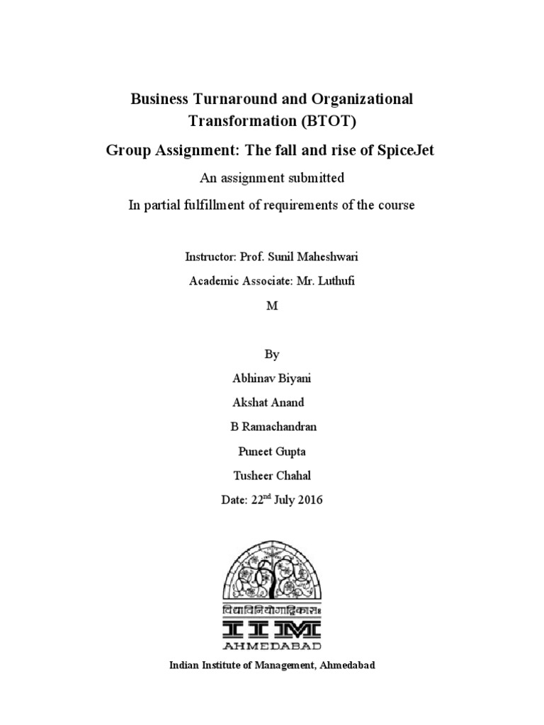 Business Turnaround and Organizational Transformation (Btot) Group ...