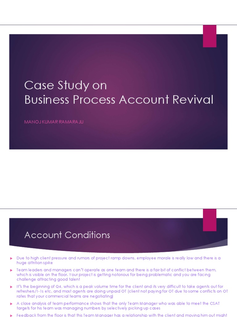Case Study On Business Process Account Revival: Manoj Kumar Ramaraju ...