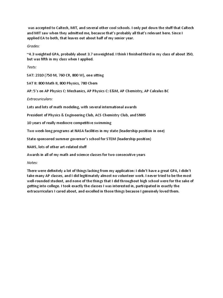 Was Accepted To Caltech | PDF