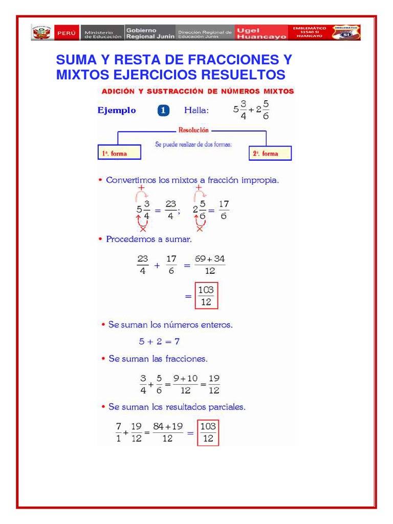 SUMA Y RESTA DE FRACCIONES Y MIXTOS MARISOL AYALA C . 15 DE agosto ...