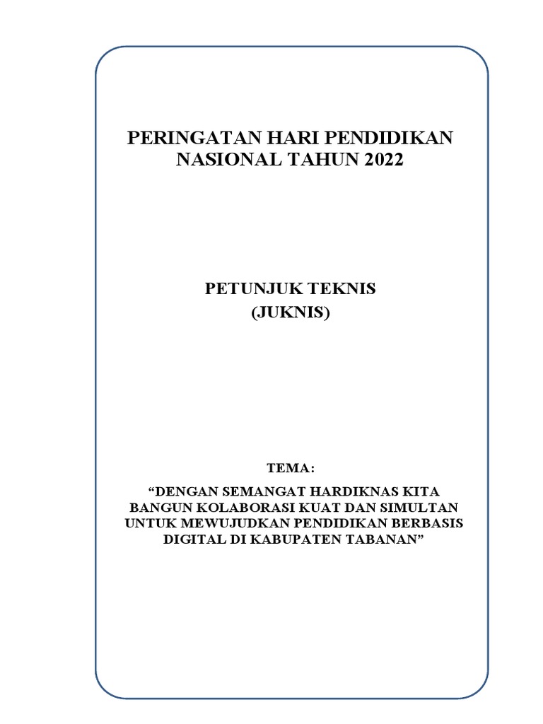 Peringatan Hardiknas 2022 Tabanan: Juknis Kegiatan | PDF | Seni ...