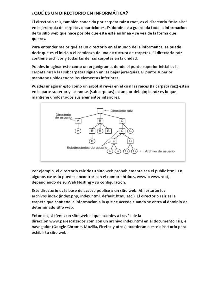 Definición de directorio en informática | PDF | Hogar, jardinería y ...