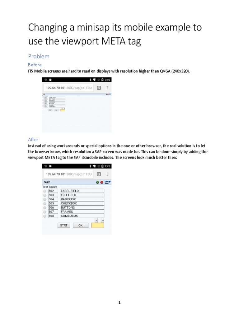 Changing A Minisap Its Mobile Example To Use The Viewport META Tag ...