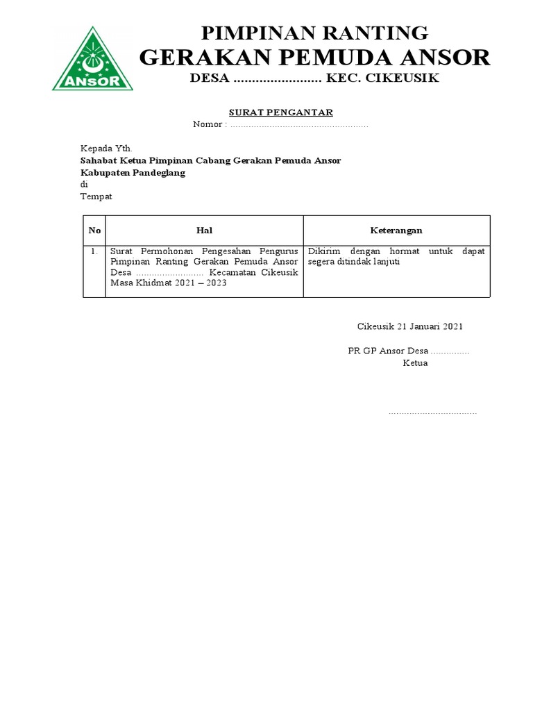 Pengajuan SK PR GP Ansor | PDF | Griya & Taman