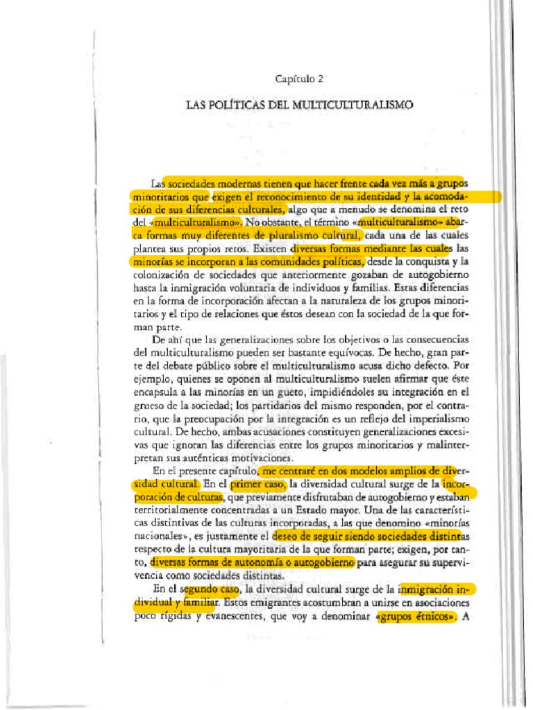 Kymlicka W. 1996 Ciudadania Multicultural Cap. 2 y 3 | PDF