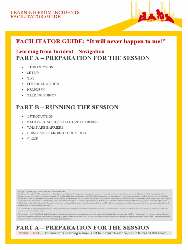 FACILITATOR GUIDE: "It Will Never Happen To Me!": Part A - Preparation ...