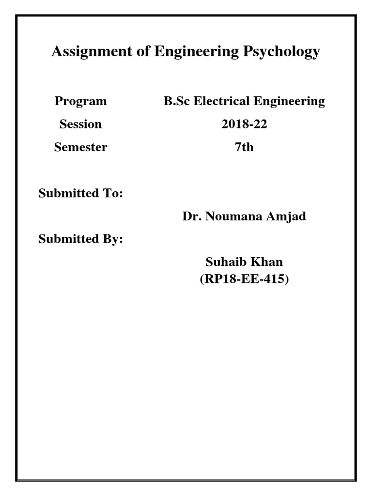 EP Assignment RP18 EE 415 | PDF | Cognitive Behavioral Therapy ...