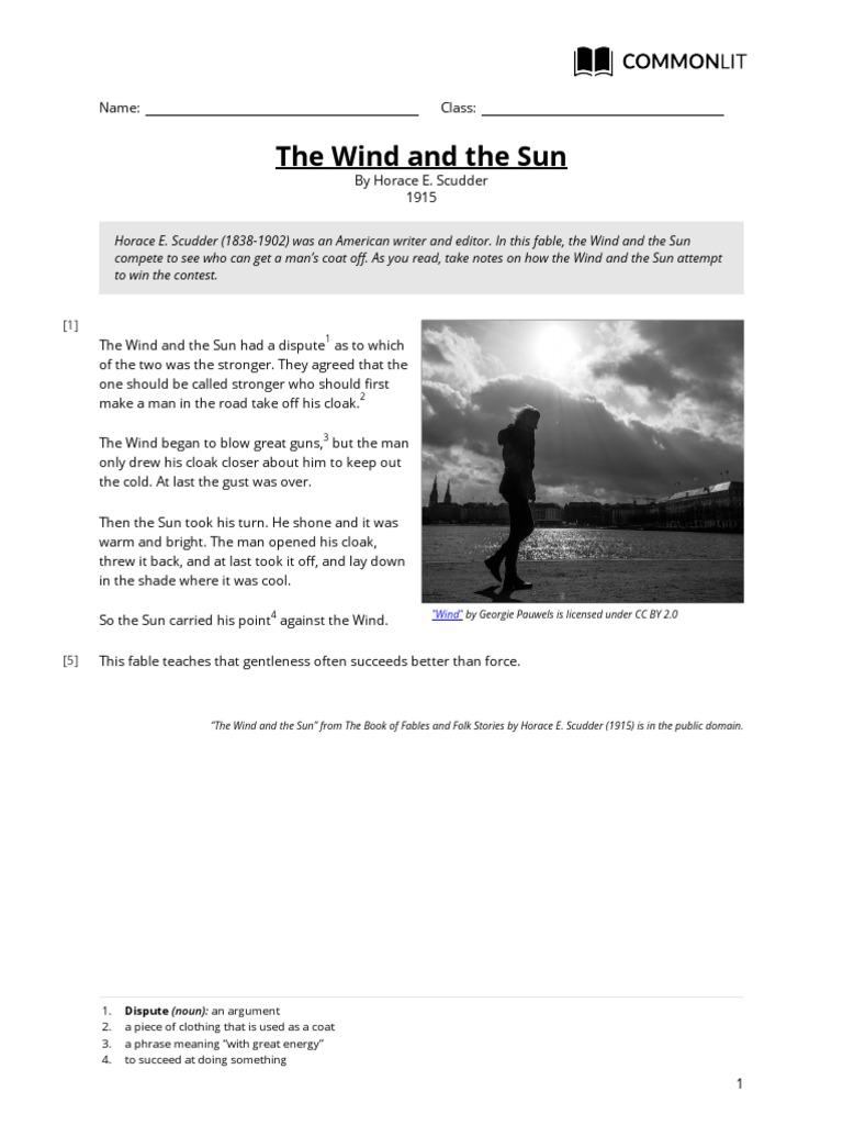 The Wind and the Sun Fable Analysis | PDF | Human Communication ...
